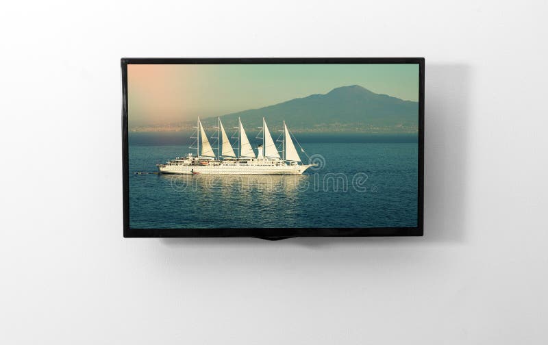 TV monitor on wall stock photo. Image of panel, full - 270471946