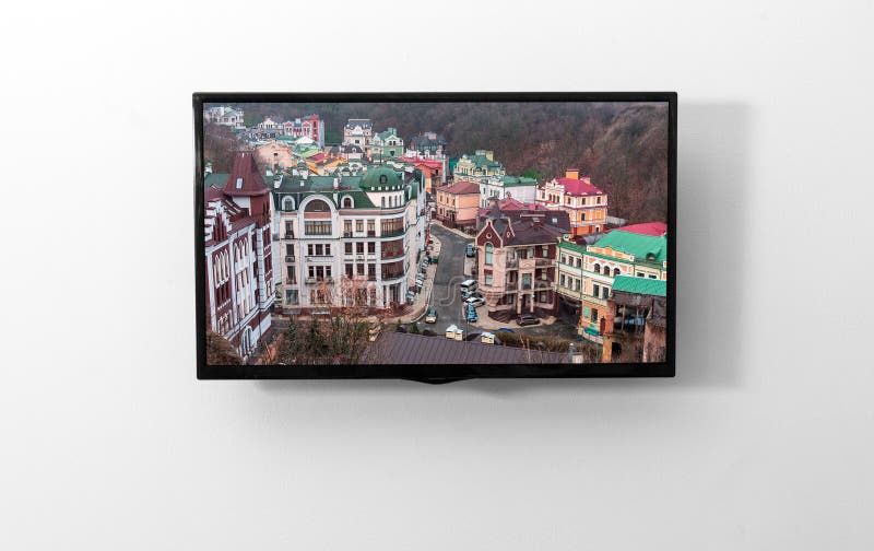 TV monitor on wall stock photo. Image of wall, entertainment - 270471996
