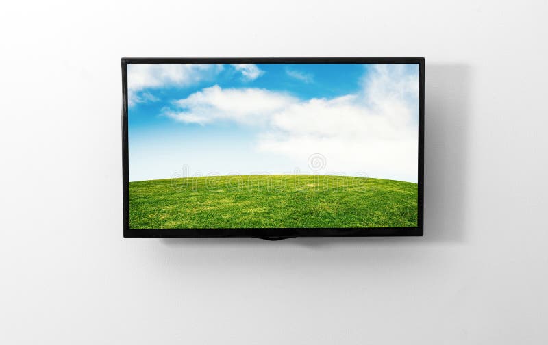 TV monitor on wall stock image. Image of panel, wide - 270472013
