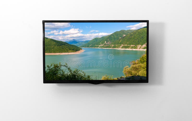 TV monitor on wall stock image. Image of screen, film - 270472039