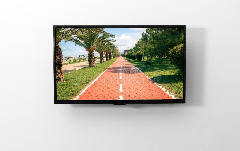 TV monitor on wall stock image. Image of film, boulevard - 270472045