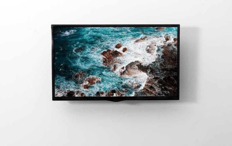 TV monitor on wall stock image. Image of black, screen - 270472047