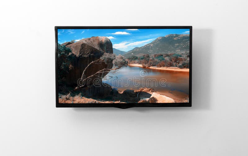 TV monitor on wall stock image. Image of panel, home - 270472059