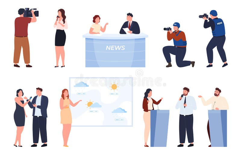 TV News, Journalists, Presenters of News Programs. Collection of ...