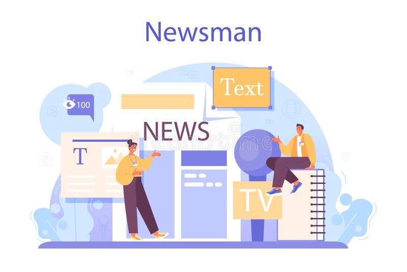 TV Presenter Concept. Journalist in a Studio Hosting an Entertaining ...