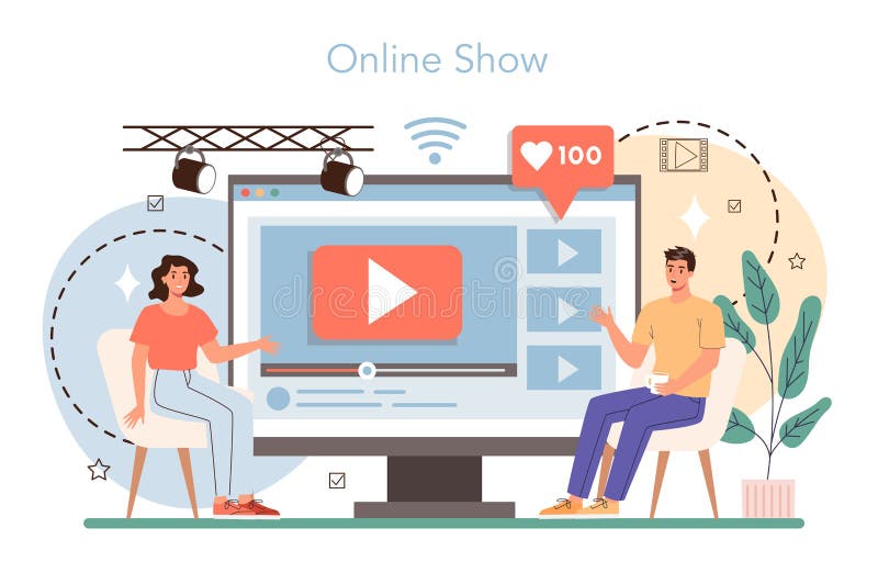 TV Presenter Online Service or Platform. Television Host in Studio ...