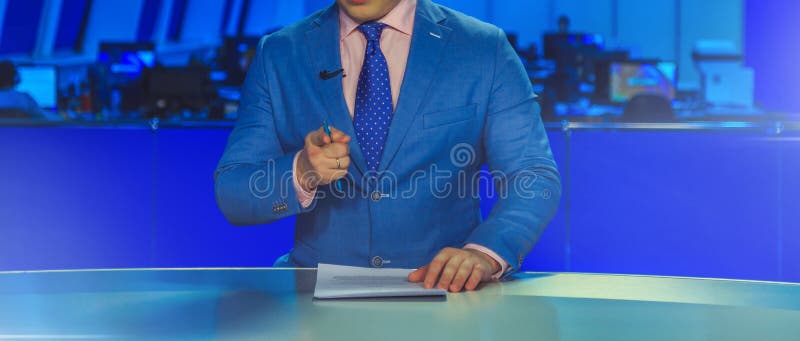 TV Presenter Preparing To Live Streaming Video Stock Photo - Image of ...