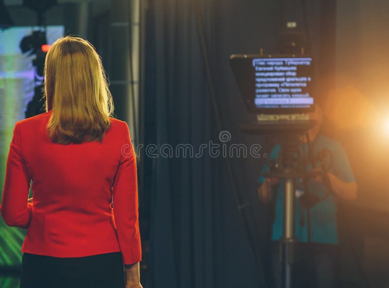 TV Presenter Preparing To Live Streaming Video Editorial Stock Photo ...