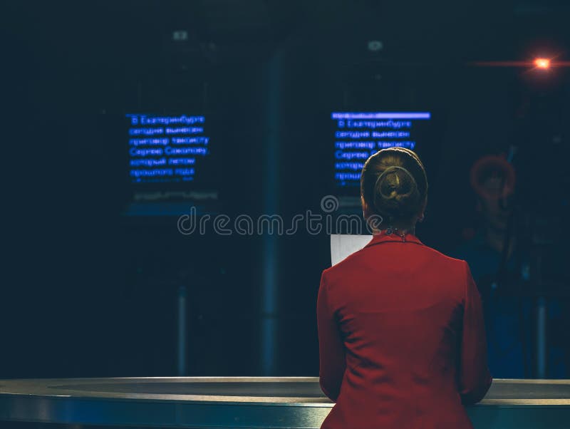 TV Presenter Preparing To Live Streaming Video Editorial Photography ...