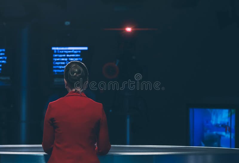 TV Presenter Preparing To Live Streaming Video Editorial Photography ...