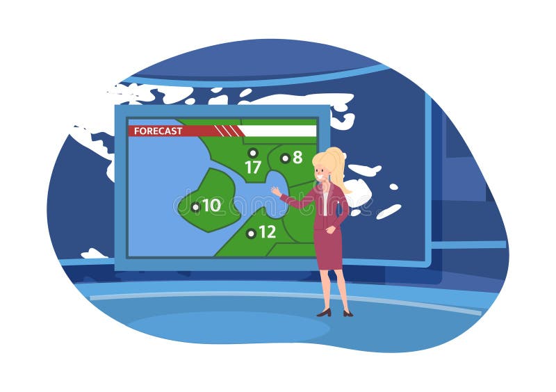 TV Presenter Tell the Weather Forecast and Temperature in Different ...