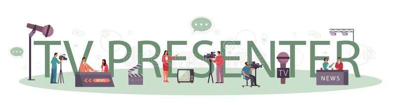 TV Presenter Typographic Header Concept. Television Host in Studio ...