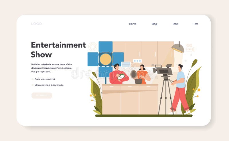 TV Presenter Web Banner or Landing Page. Television Host in a Studio ...