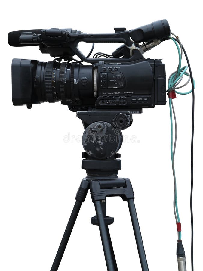 TV Professional Studio Digital Video Camera Isolated On White Stock ...