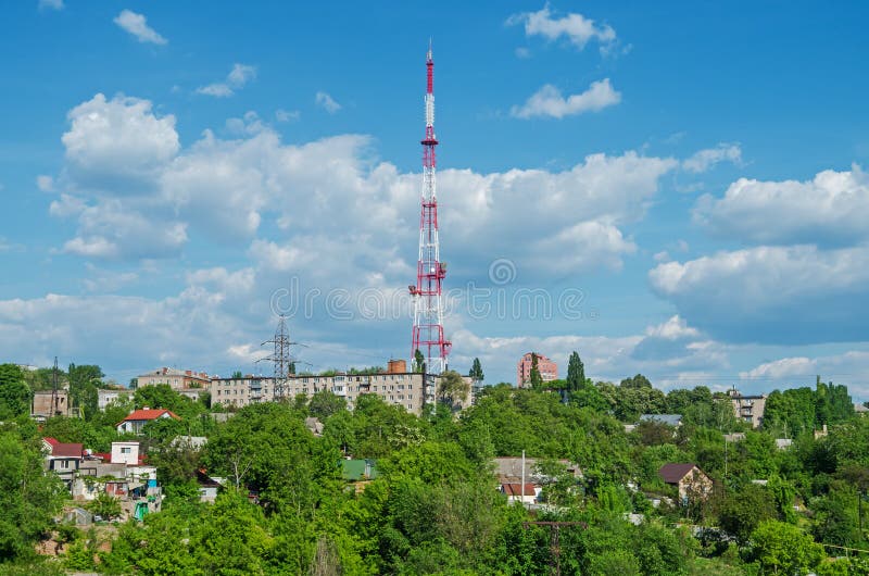 TV and Radio Broadcasting Tower Stock Image - Image of global, high ...