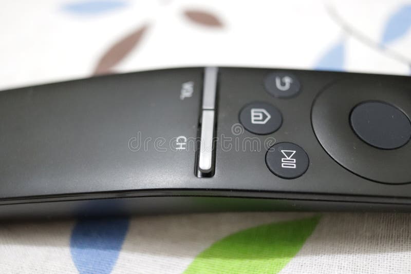 TV Remote with Channel Button in Focus Stock Image - Image of volume ...