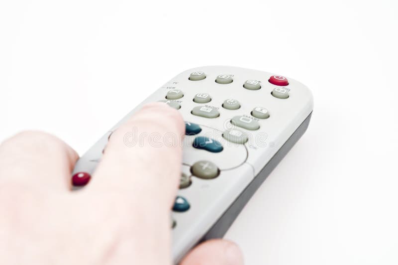 The Remote in the Hand Switch Channels on the TV Hanging on the Red ...
