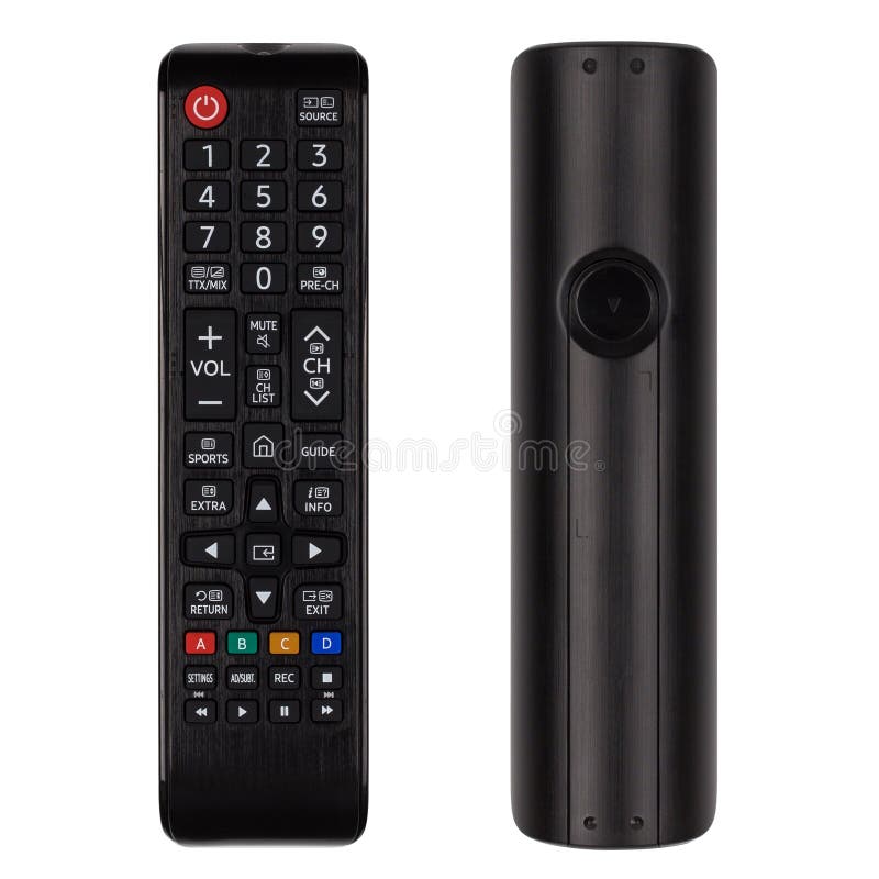 TV Remote Control, Front and Back Sides of TV Remote Control Isolated ...