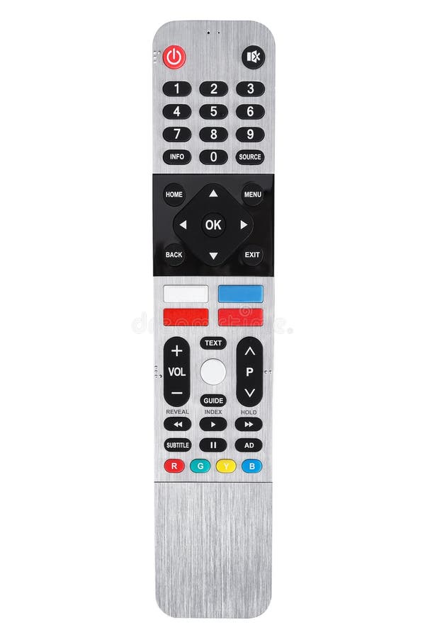 TV Remote Control Gray on a White Background Stock Photo - Image of ...