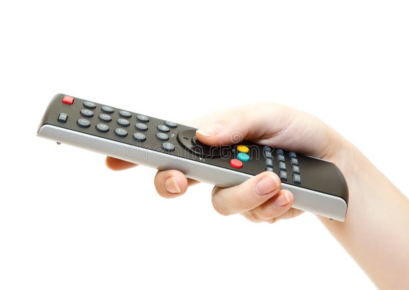 TV remote control in hand stock image. Image of lifestyles - 23651769