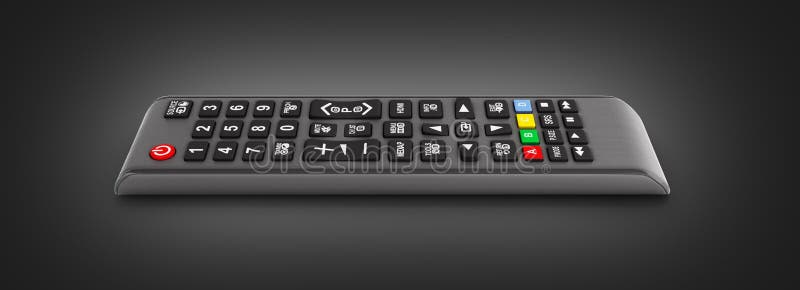 TV Remote Control Isolated on Black Gradeint Background 3d Render Stock ...