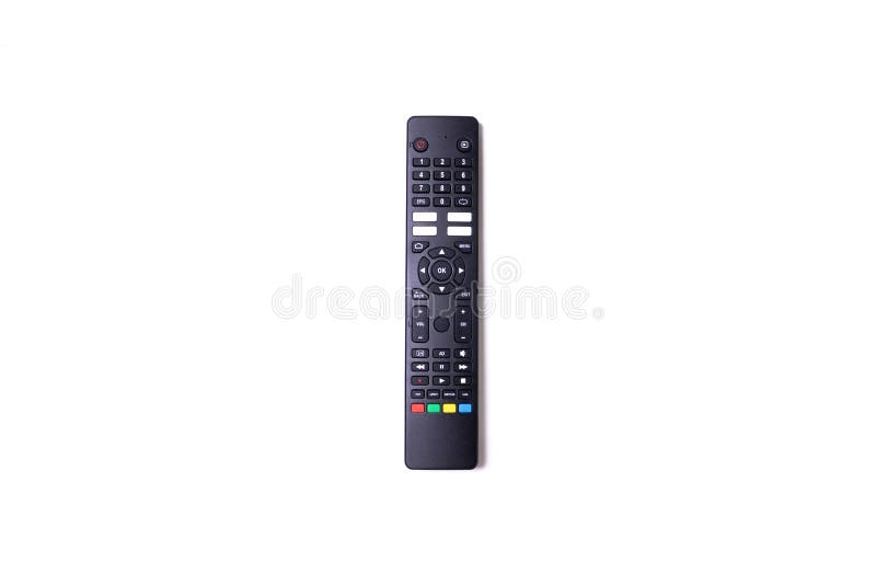 TV Remote Control Isolated on White Background Stock Image - Image of ...