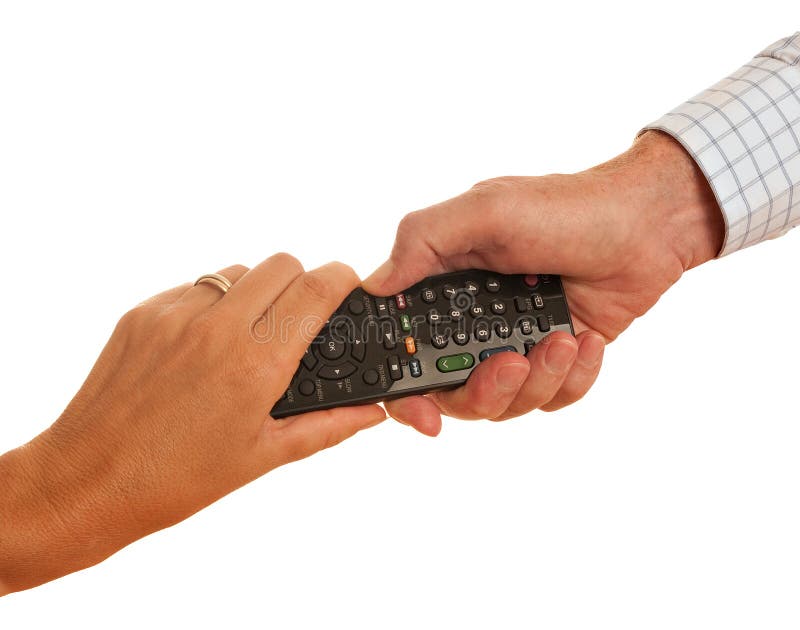 TV Remote Control - Man and Woman, Isolated Stock Photo - Image of ...
