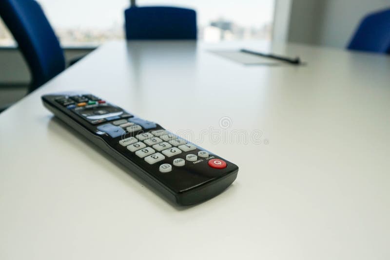 TV Remote Control in Meeting Room Table Stock Image - Image of infrared ...