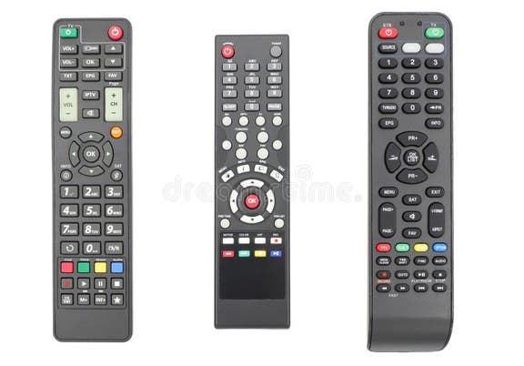 TV Remote Control Set and Collection, Isolated White Background ...