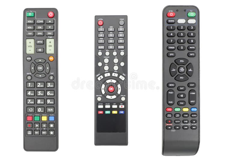 TV Remote Control Set and Collection, Isolated White Background ...