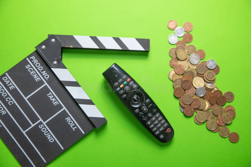 TV Remote Controller on the Green Background Stock Illustration ...