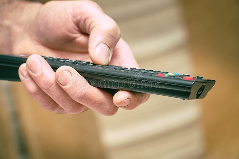 TV Remote in the Hand of Man Stock Image - Image of human, domestic ...