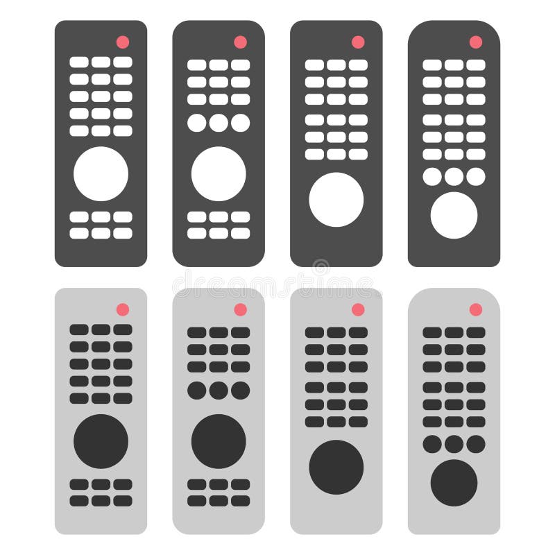 Tv Remote Set. Dark and Light Versions. Four Variations Stock Vector ...