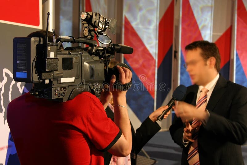 TV Reportage with Commentator Stock Photo - Image of reporting ...