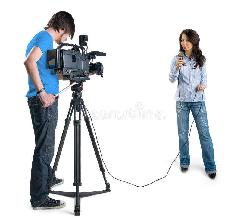 TV reporter in studio stock photo. Image of light, prompter - 2314836