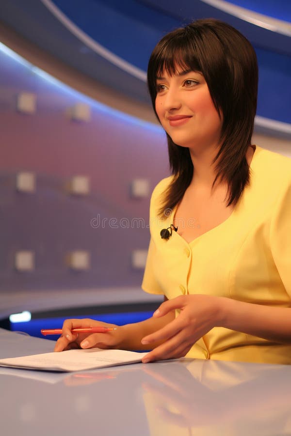 TV reporter in studio stock photo. Image of action, screen - 2314854