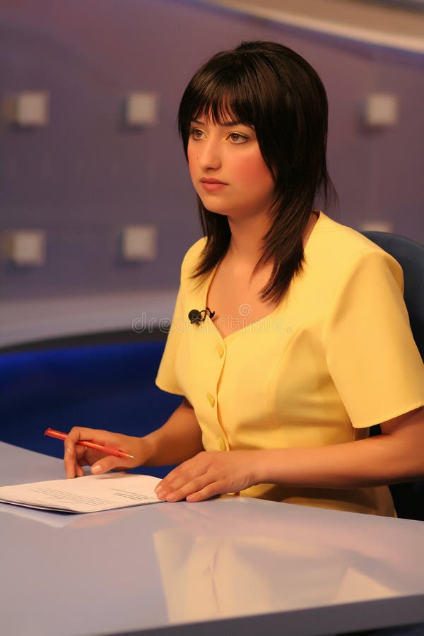 TV reporter in studio stock photo. Image of camera, screen - 2314862