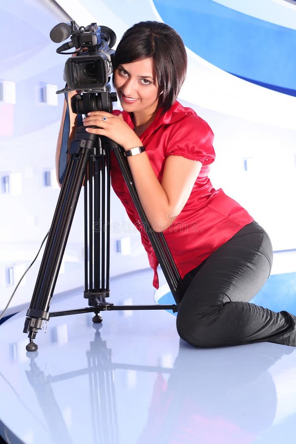 TV reporter in studio stock photo. Image of cute, live - 2314832
