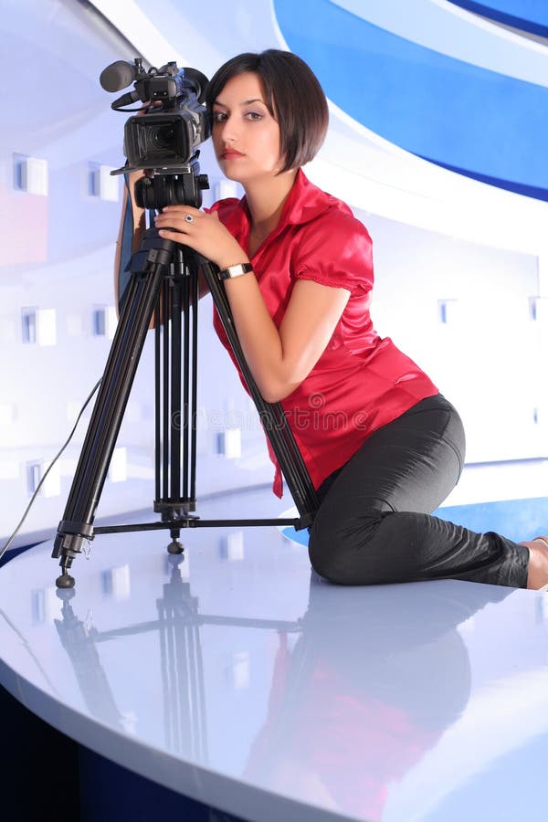 TV reporter in studio stock photo. Image of bright, record - 2984836