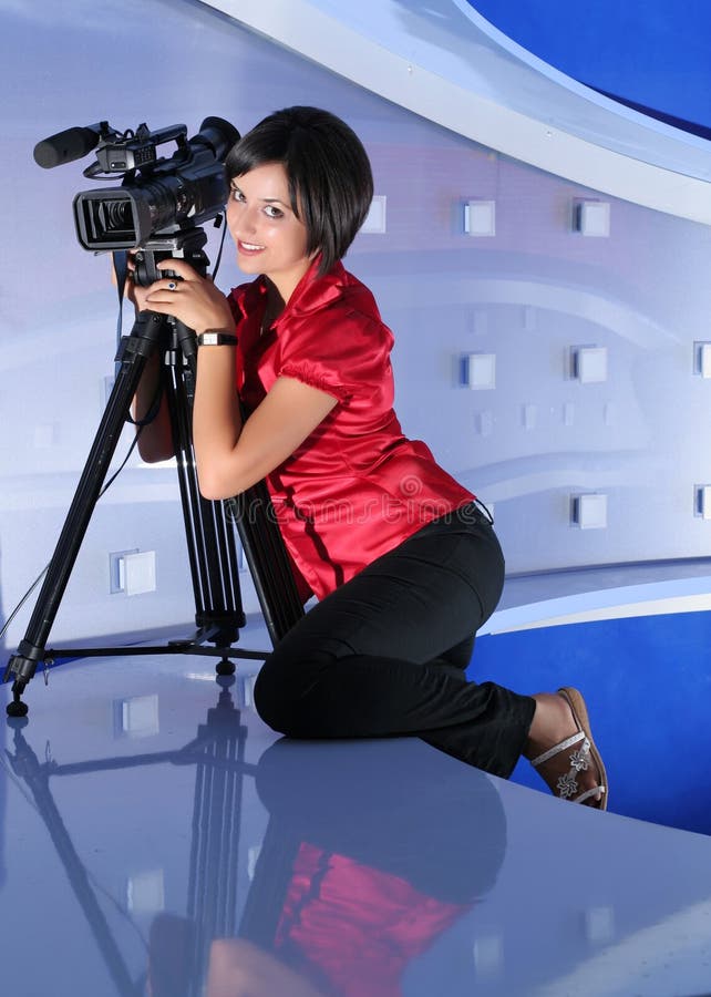 TV reporter in studio stock photo. Image of live, screen - 2368176