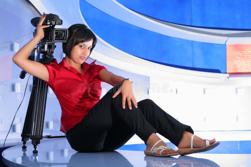 TV reporter in studio stock photo. Image of live, screen - 2368176