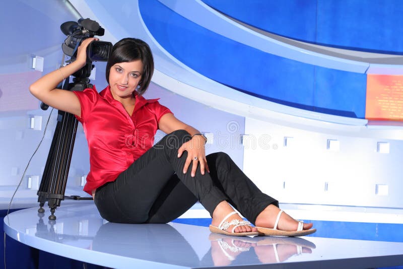 TV reporter in studio stock photo. Image of interview - 2984890