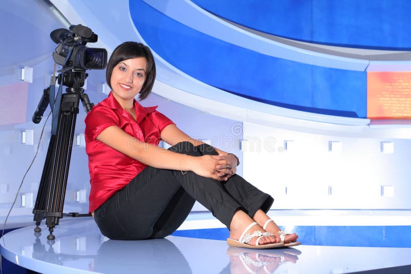 TV reporter in studio stock image. Image of camera, expressive - 2314835