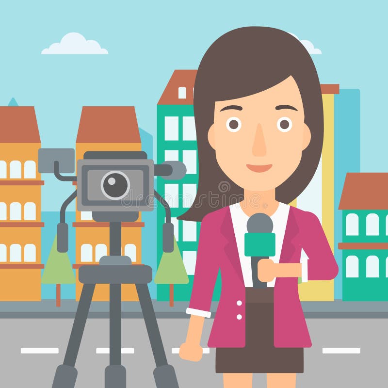 TV reporter working stock vector. Illustration of human - 65212319