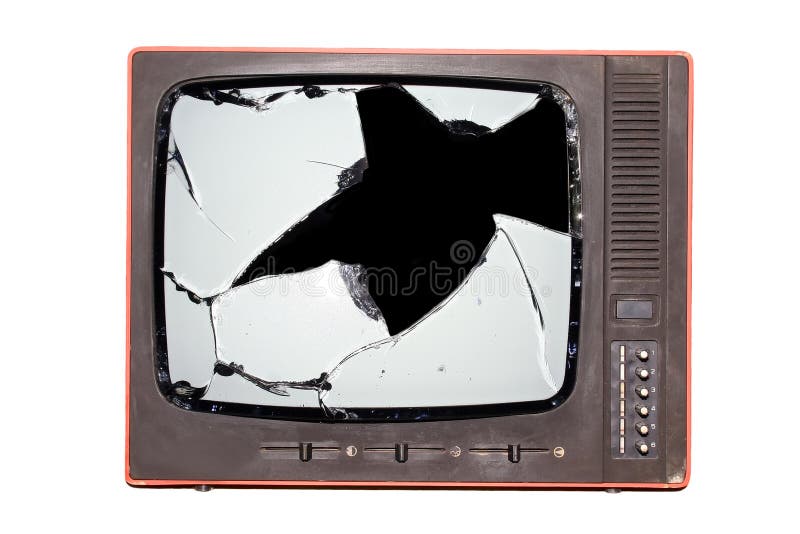 TV con una pantalla rota foto de archivo. Imagen de abandonado - 2332088