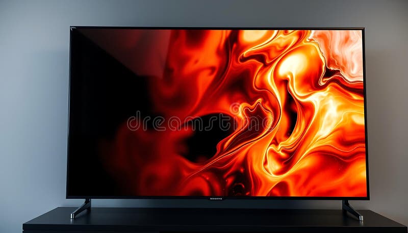 TV Screen Displaying Abstract Flames, Showcasing Modern Electronics and ...