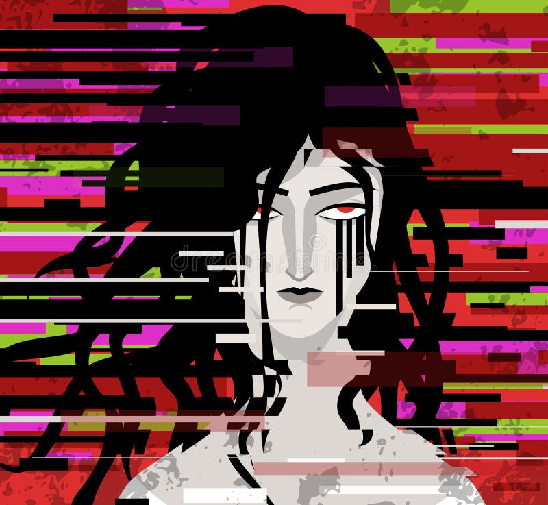 Tv Screen Distorted Strange Girl Stock Vector - Illustration of lady ...