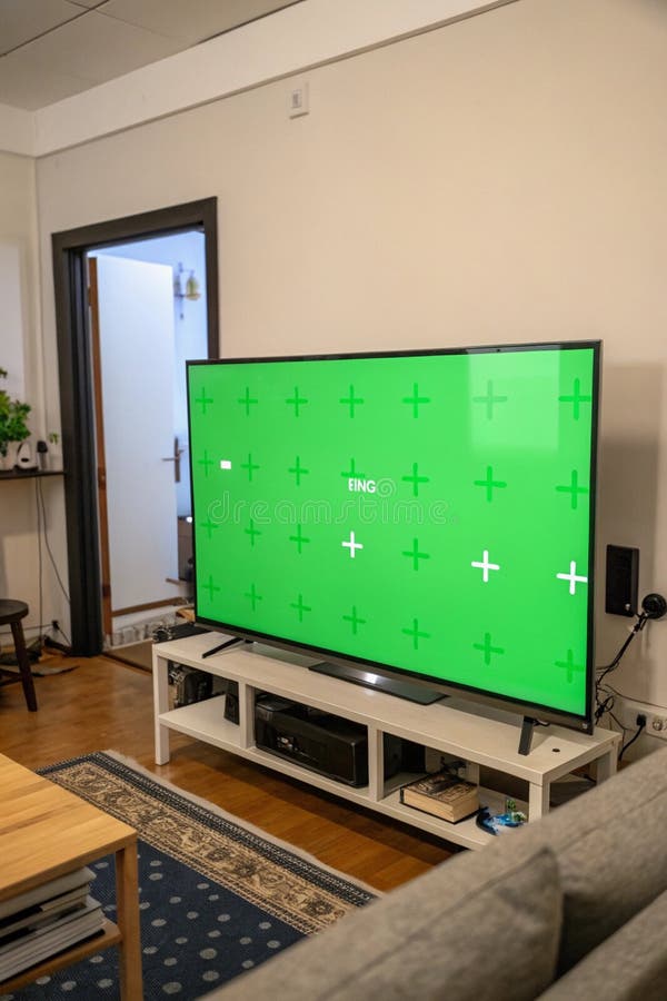 Chroma Key Compositing. TV with Mockup Green Screen in Room. Mockup for ...