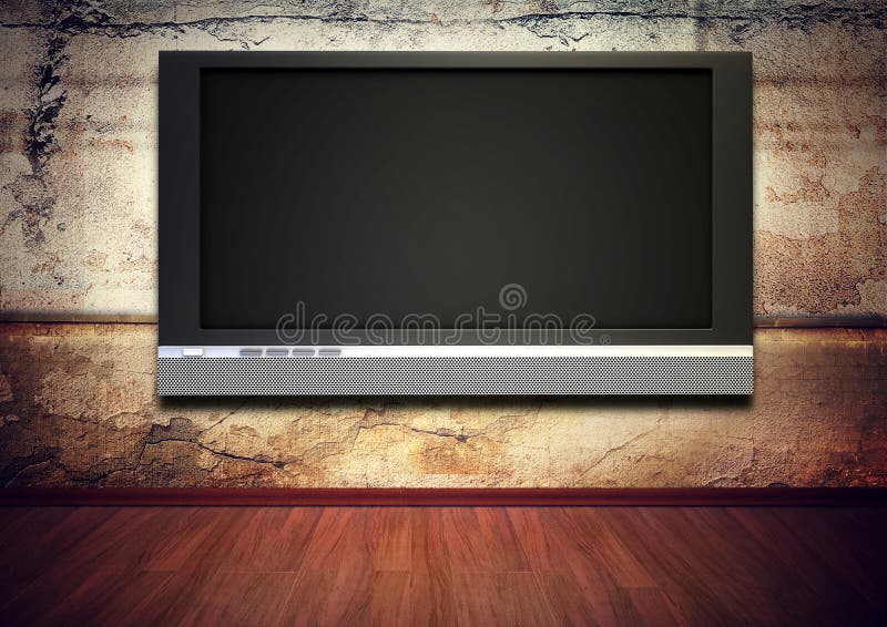 Tv screen grunge interior stock illustration. Illustration of retro ...
