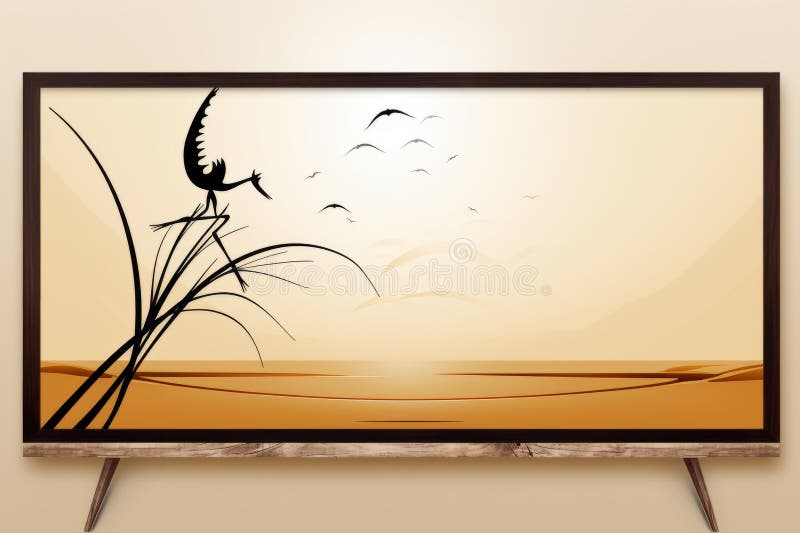 A Tv Screen with a Picture of a Bird on it Stock Illustration ...